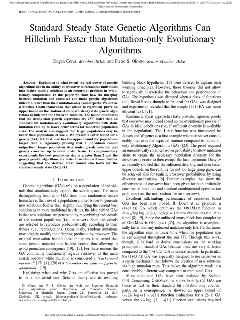 Standard Steady State Genetic Algorithms Can Hillclimb Faster Than Mutation-Only Evolutionary ...