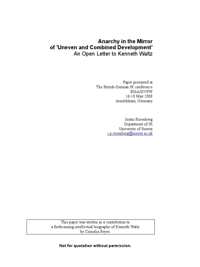 An Open Letter To Waltz - Rosenberg | PDF | Theory | Causality