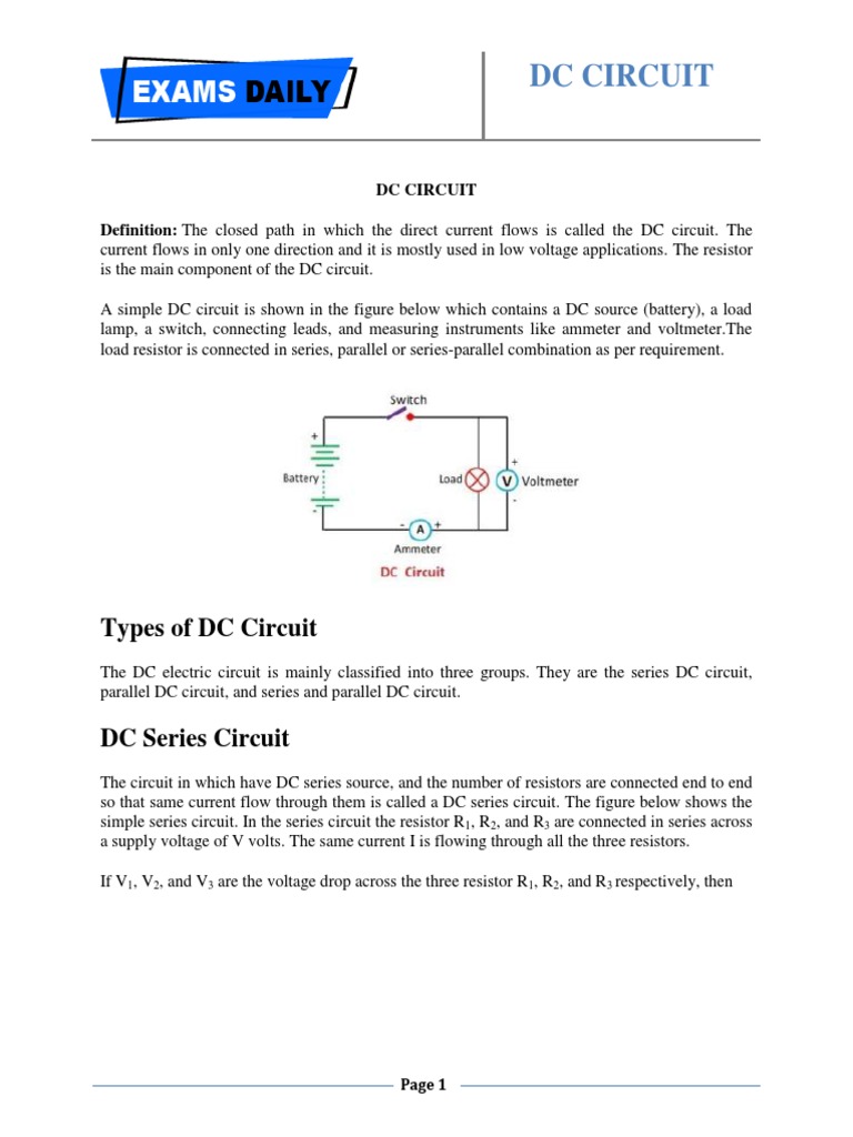 DC Circuit 1 | PDF | Series And Parallel Circuits | Direct Current