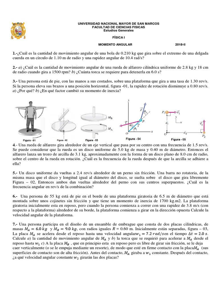 Ejercicio de MOMENTO ANGULAR PDF | PDF | Cinemática | Fricción