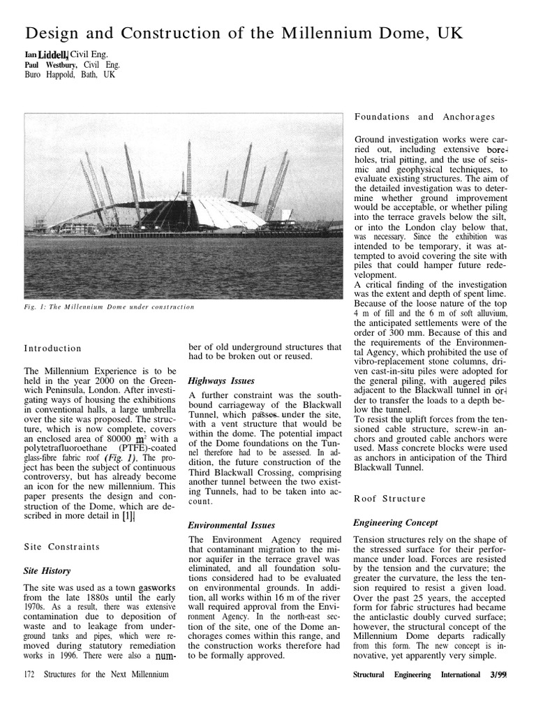 4 Design and Construction of the Millennium Dome, UK.pdf | Deep ...