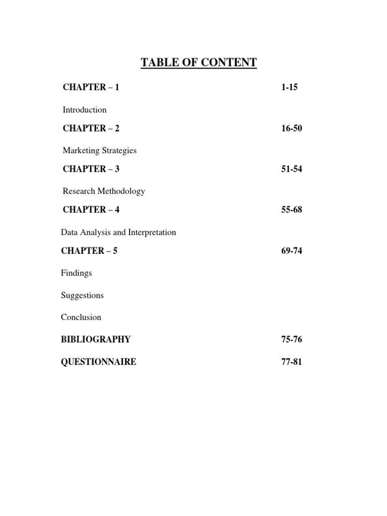 Table of Contents and Introduction to Marketing Research Report | PDF ...