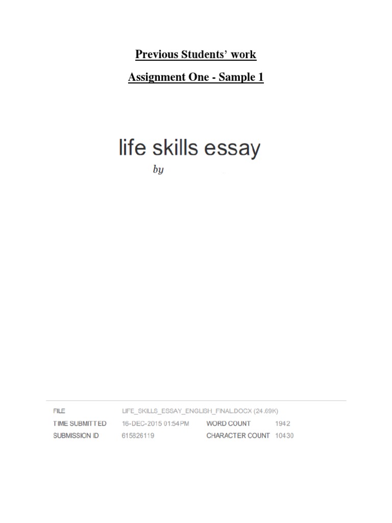 Previous Students' Work Assignment One - Sample 1 | PDF
