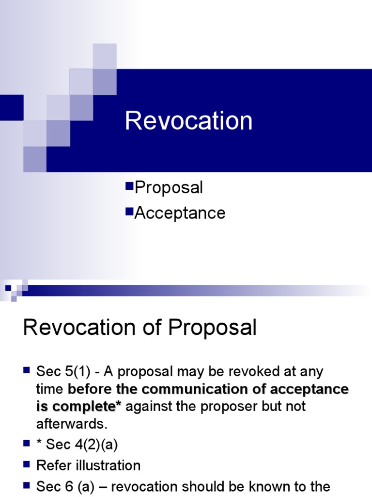 Revocation: Proposal Acceptance | PDF | Offer And Acceptance | Common Law