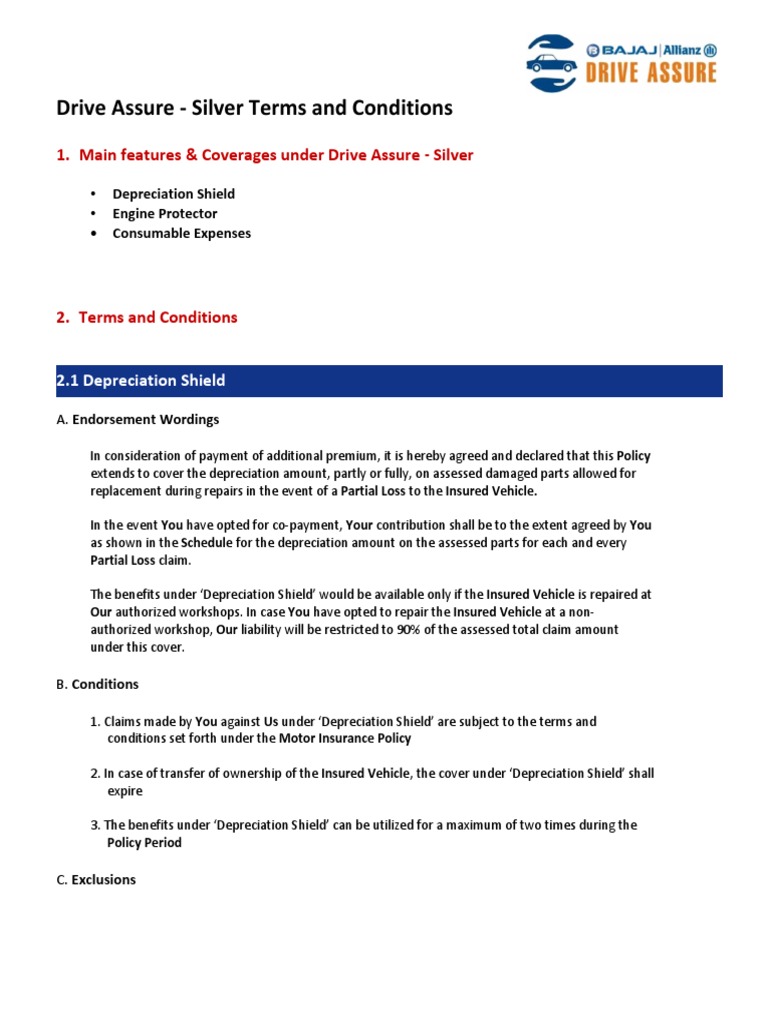Drive Assure Silver | PDF | Vehicle Insurance | Insurance
