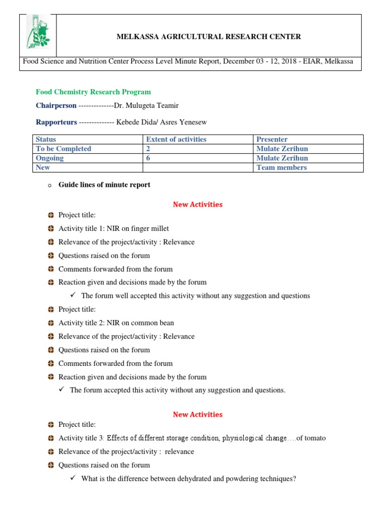 Food Chemistry Research Program: Melkassa Agricultural Research Center ...