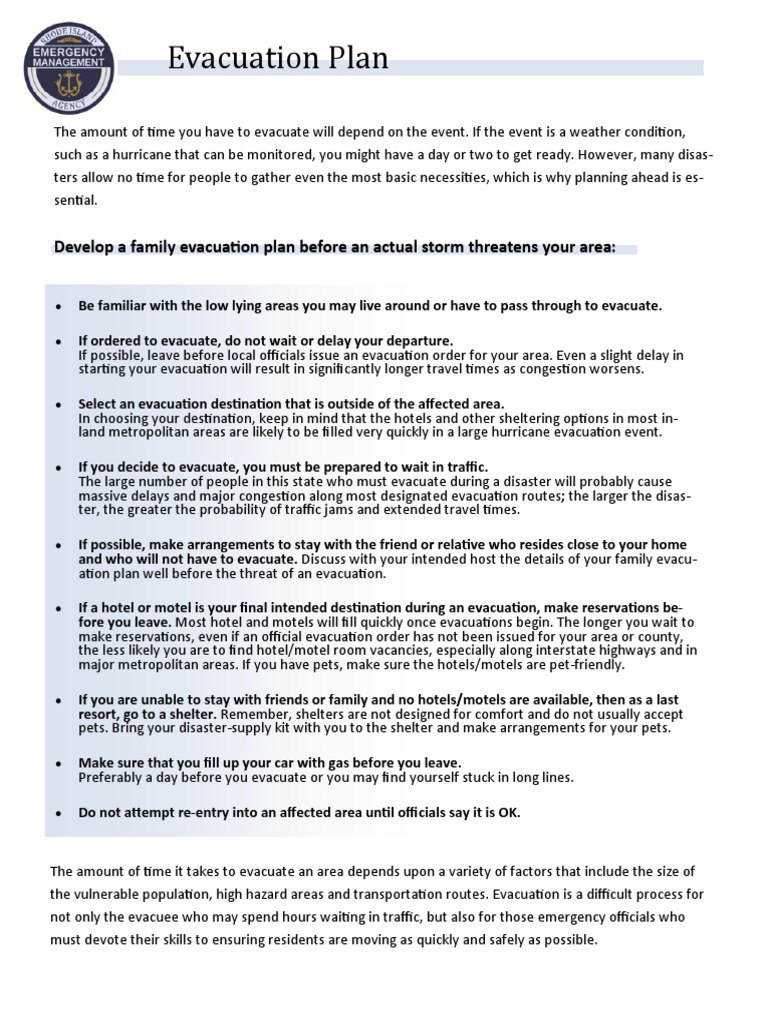 Evacuation Checklist | PDF | Motel | Emergency Evacuation