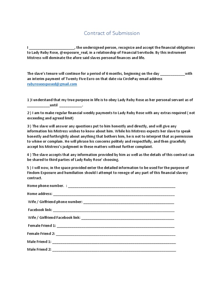 Contract of Submission | Slavery | Social Institutions | Free 30-day ...