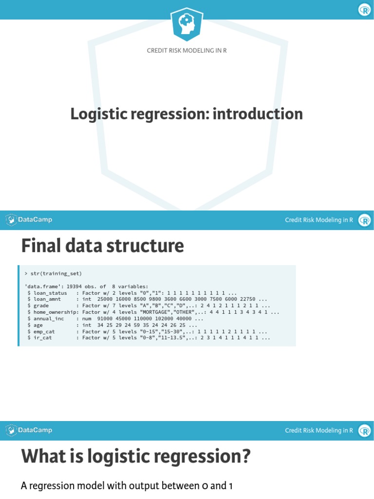 Credit Risk Modeling in R: Logistic Regression: Introduction | PDF ...