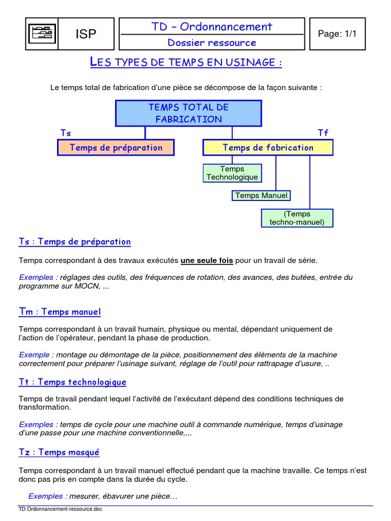 Types de Temps en Usinage | PDF