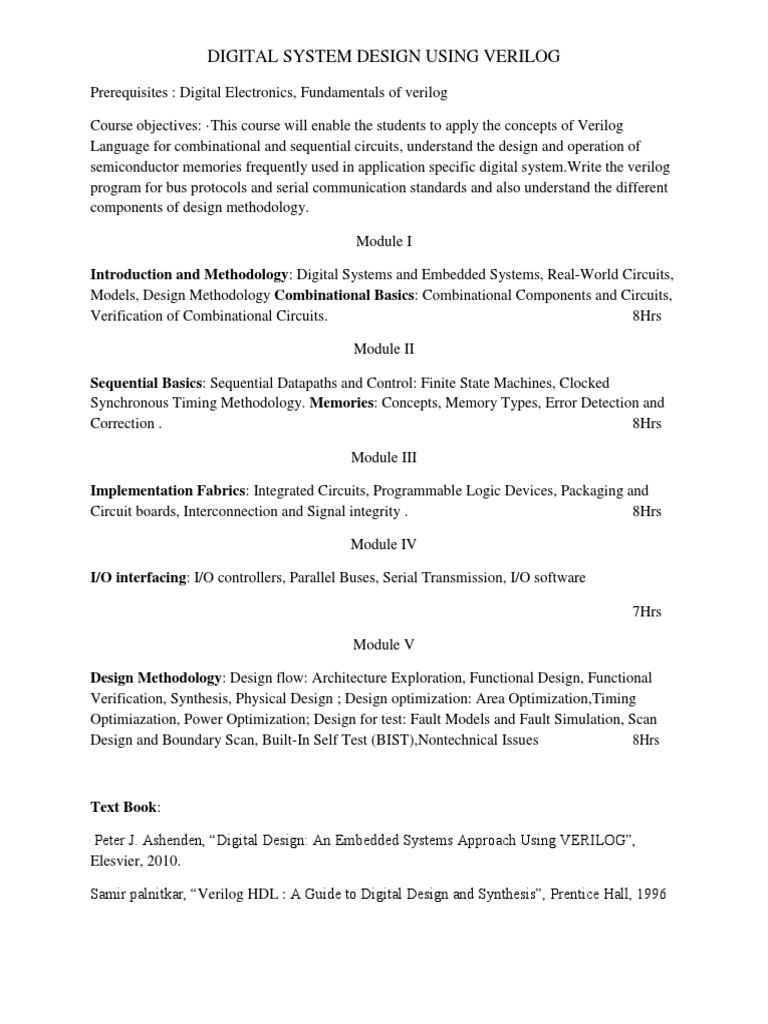 Digital System Design Using Verilog | PDF | Digital Electronics ...