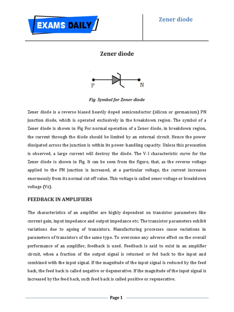 Understanding the Operation and Applications of Zener Diodes Through an ...