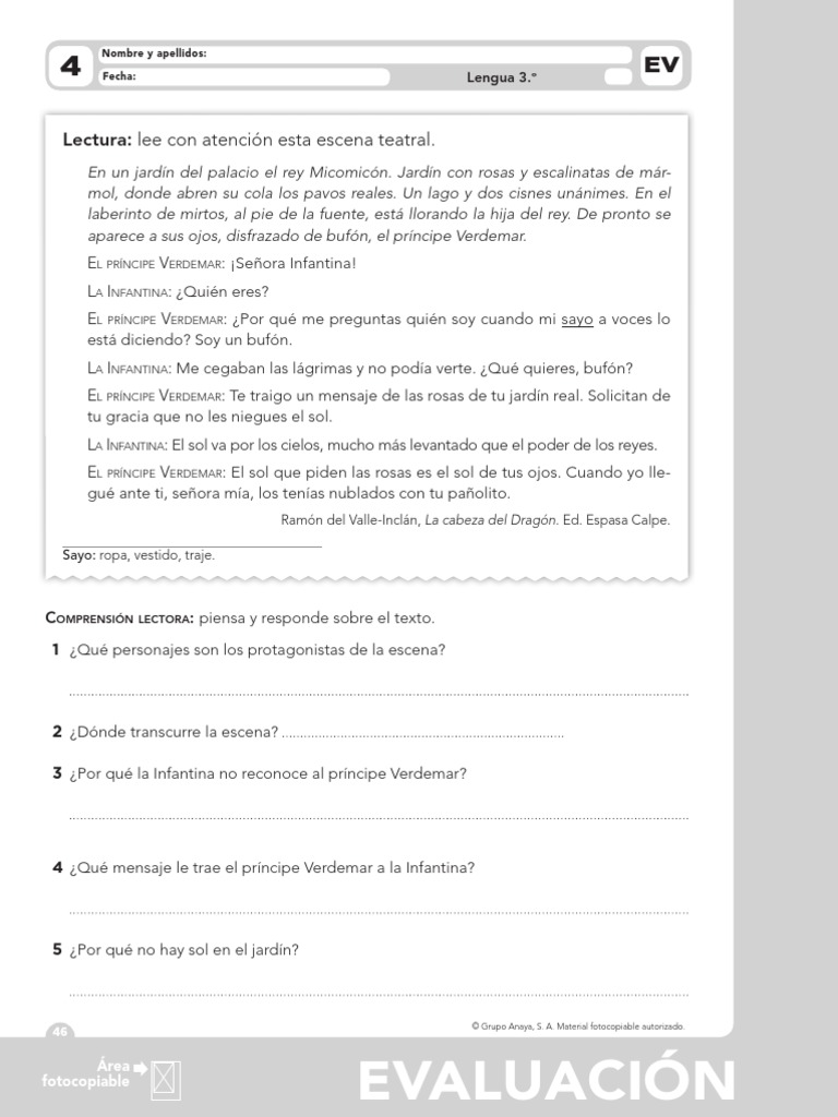 6º Lengua - Evaluación - 2 | PDF
