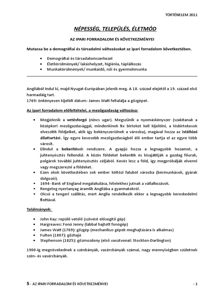 5 - Az Ipari Forradalom És Következményei | PDF