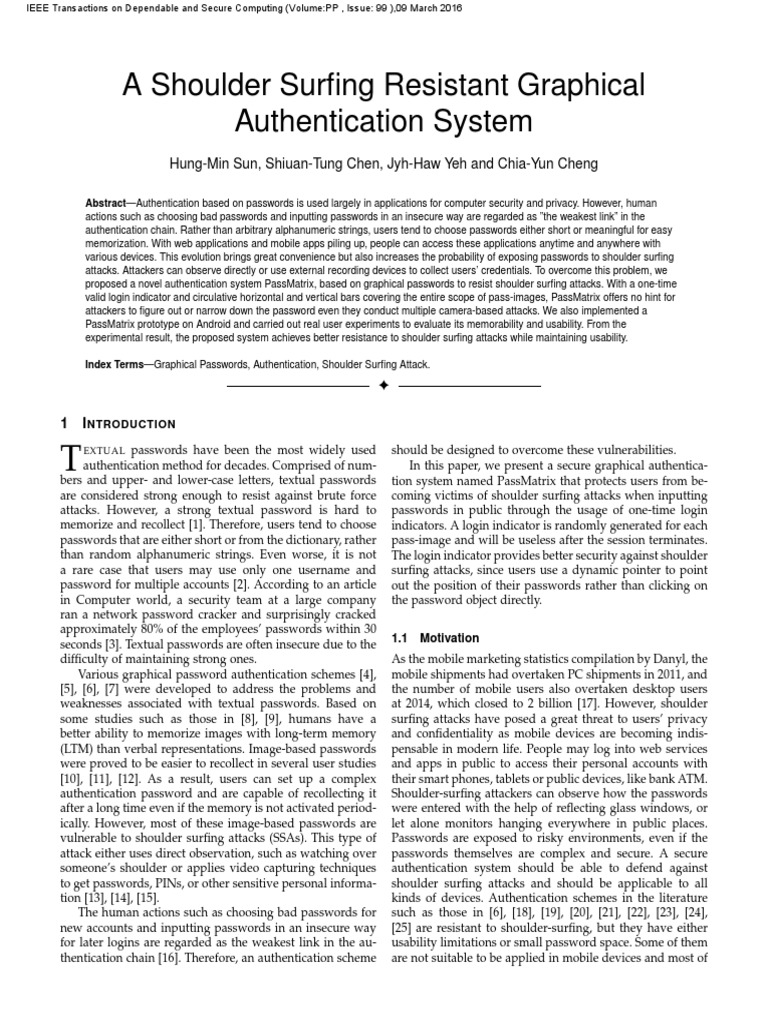 A Shoulder Surfing Resistant Graphical | PDF | Personal Identification ...