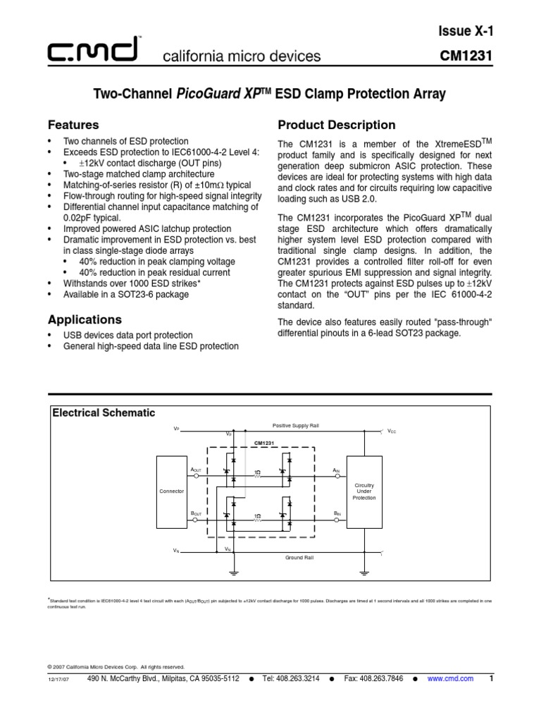 NFTF Cm1231-02so | PDF | Inductor | Electrostatic Discharge