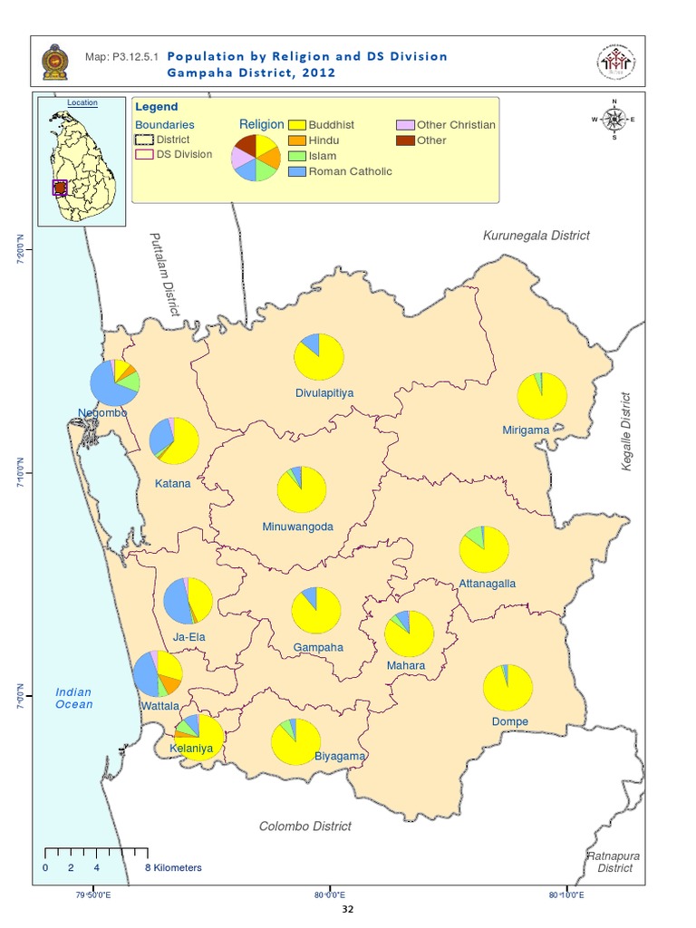 Map P3.12.5.1 Gampaha - Population by Religion by DS | PDF