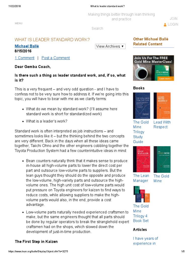 What Is Leader Standard Work | PDF | Leadership | Business