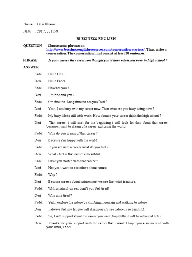 Business English Conversation Example | PDF