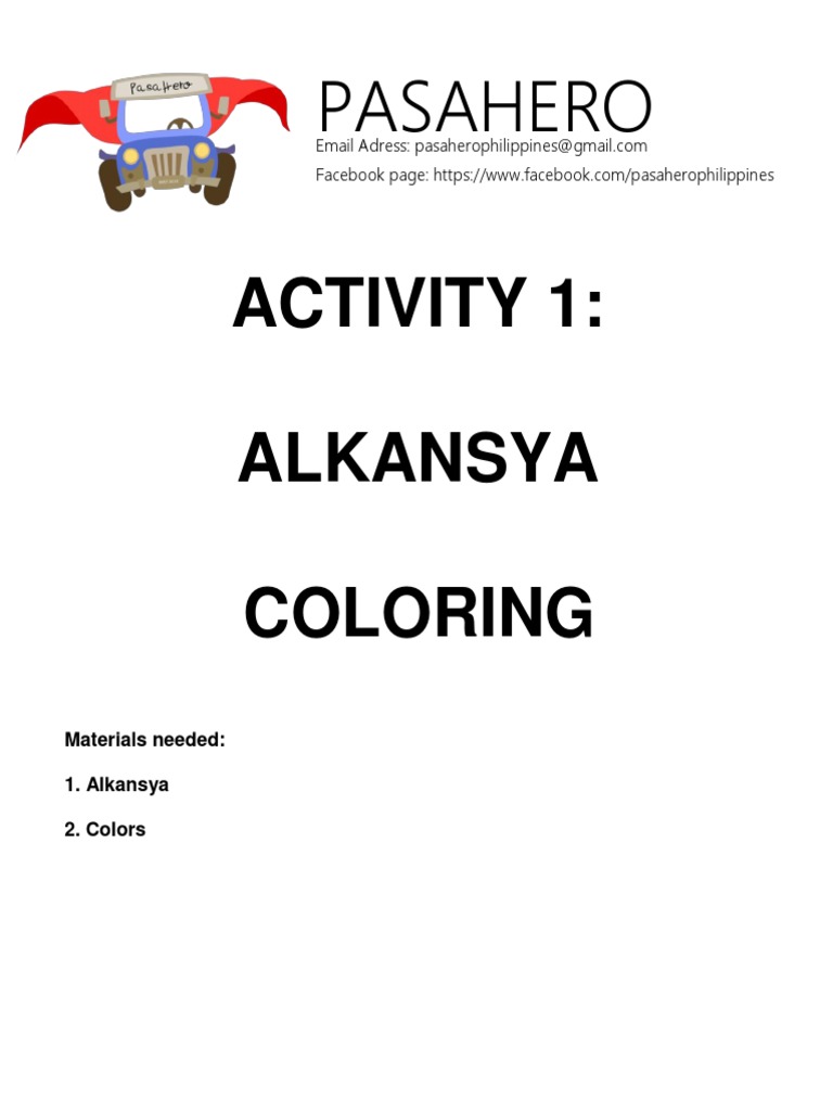 Activity 1: Alkansya Coloring: Pasahero | PDF