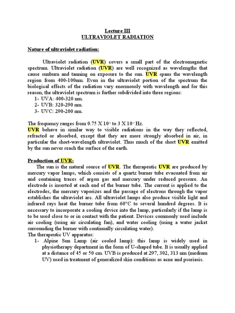 Uvr | PDF | Ultraviolet | Electromagnetic Spectrum