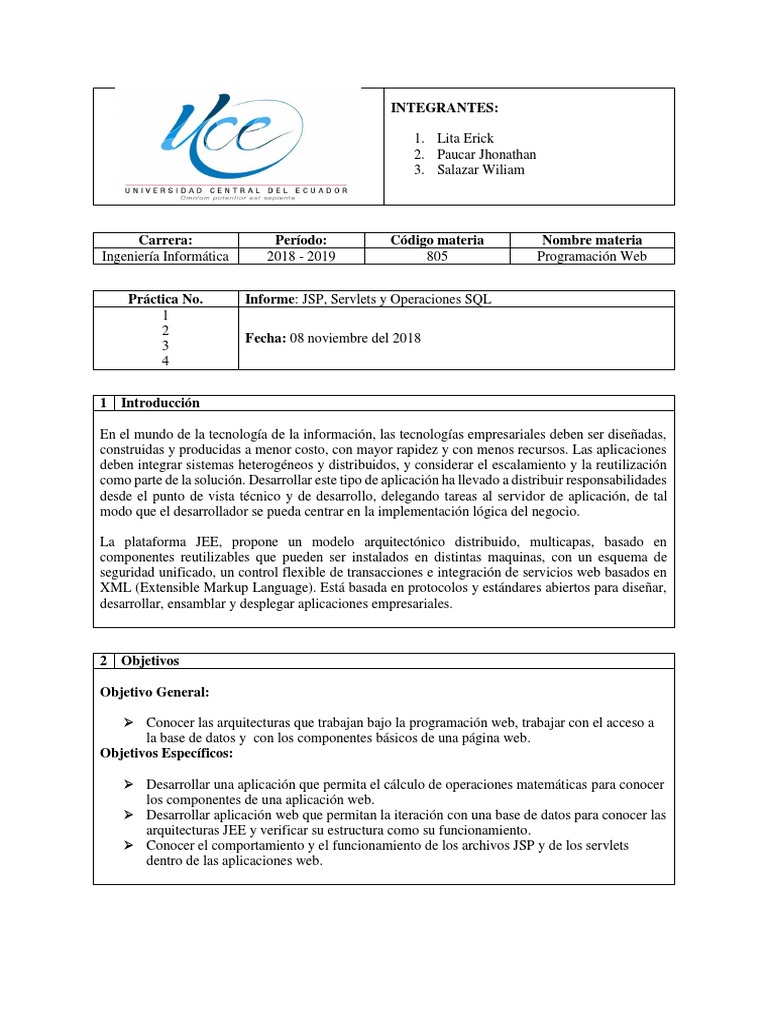 Desarrollo Web: JSP, Servlets y SQL | PDF | Páginas del servidor Java | Java (lenguaje de ...