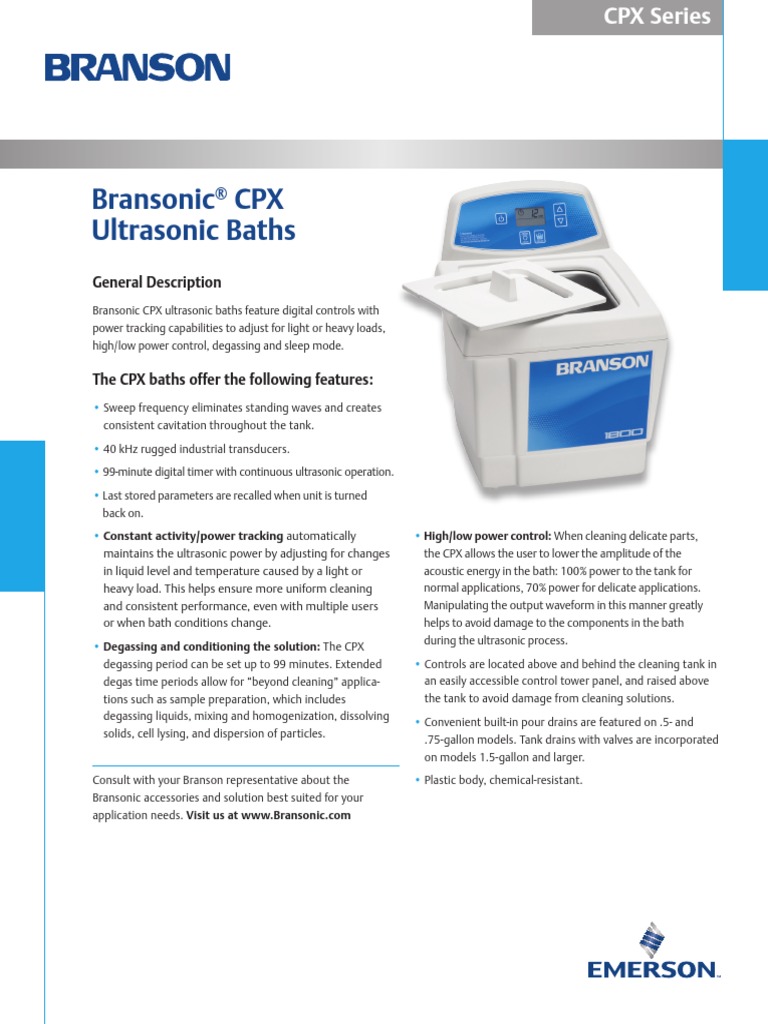 Bransonic CPX Ultrasonic Baths: General Description | PDF | Ultrasound ...