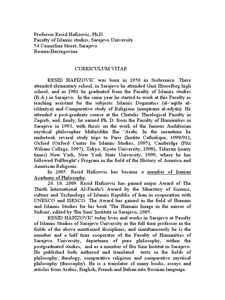 Resid Hafizovic Eng | PDF | Sufism | Islamic Philosophy