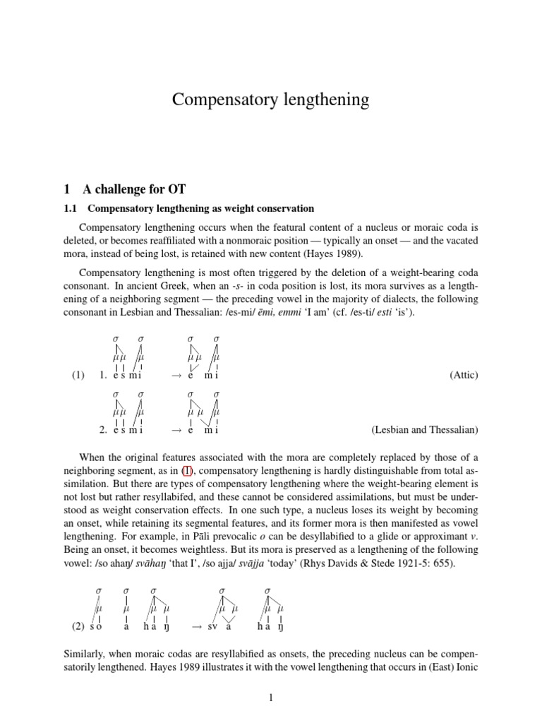 Compensatory Lenthening PDF | PDF | Syllable | Vowel