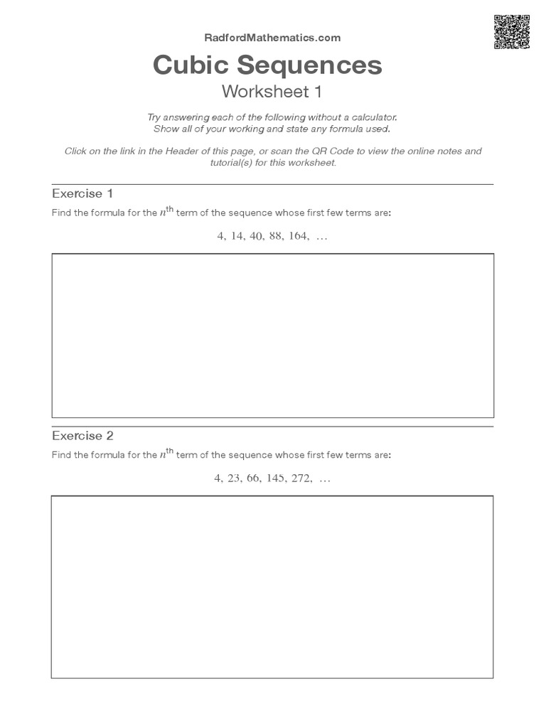 Cubic Sequences Worksheet 1 | PDF | Hypertext