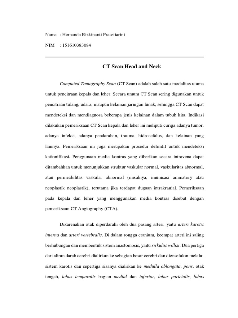 Tugas CT Kepala Dan Leher | PDF