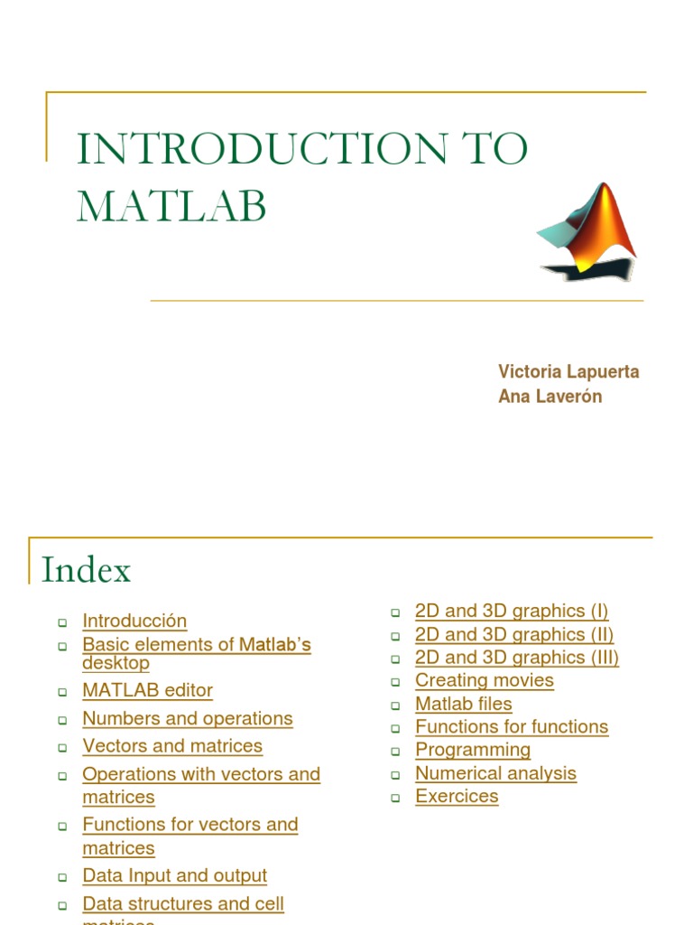 Introduction To Matlab: Victoria Lapuerta Ana Laverón | Download Free ...