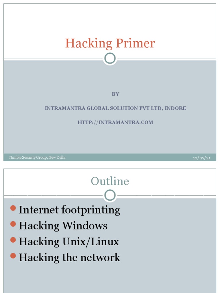 Hacking Primer: BY Intramantra Global Solution PVT LTD, Indore | PDF ...