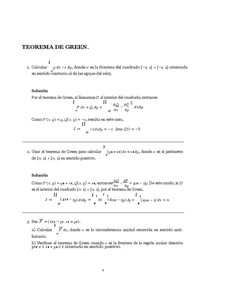 Aplicaciones del Teorema de Green | PDF | Integral | Funciones y mapeos
