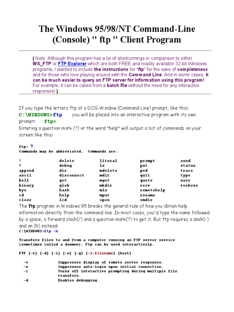 FTP Command Line PDF Network Architecture File Transfer Protocol