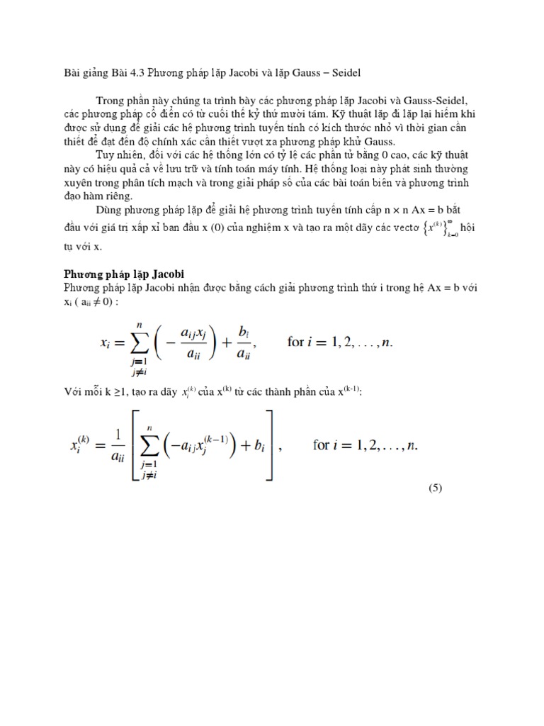B - I Gi - NG B - I 4.3 PH - NG PH - P L - P Jacobi V - L - P Gauss - Seidel | PDF
