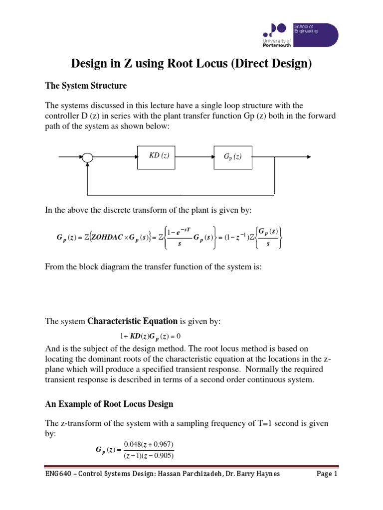3.design in Z Using Root Locus 2016 17 | PDF | Control Theory | Systems ...