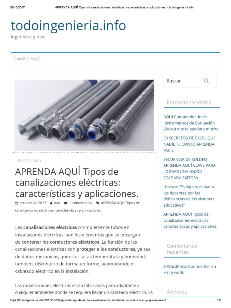 APRENDA AQUÍ Tipos de Canalizaciones Eléctricas - Características y Aplicaciones ...