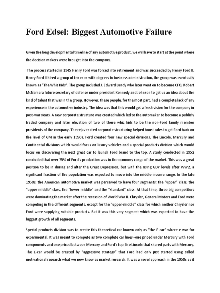 Ford Edsel: Biggest Automotive Failure | PDF | Lincoln Motor Company ...