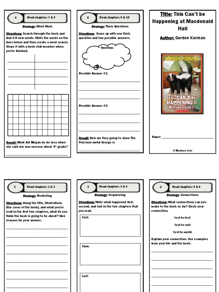 This Can T Be Happening at Macdonald Hall Book Club Activity | PDF