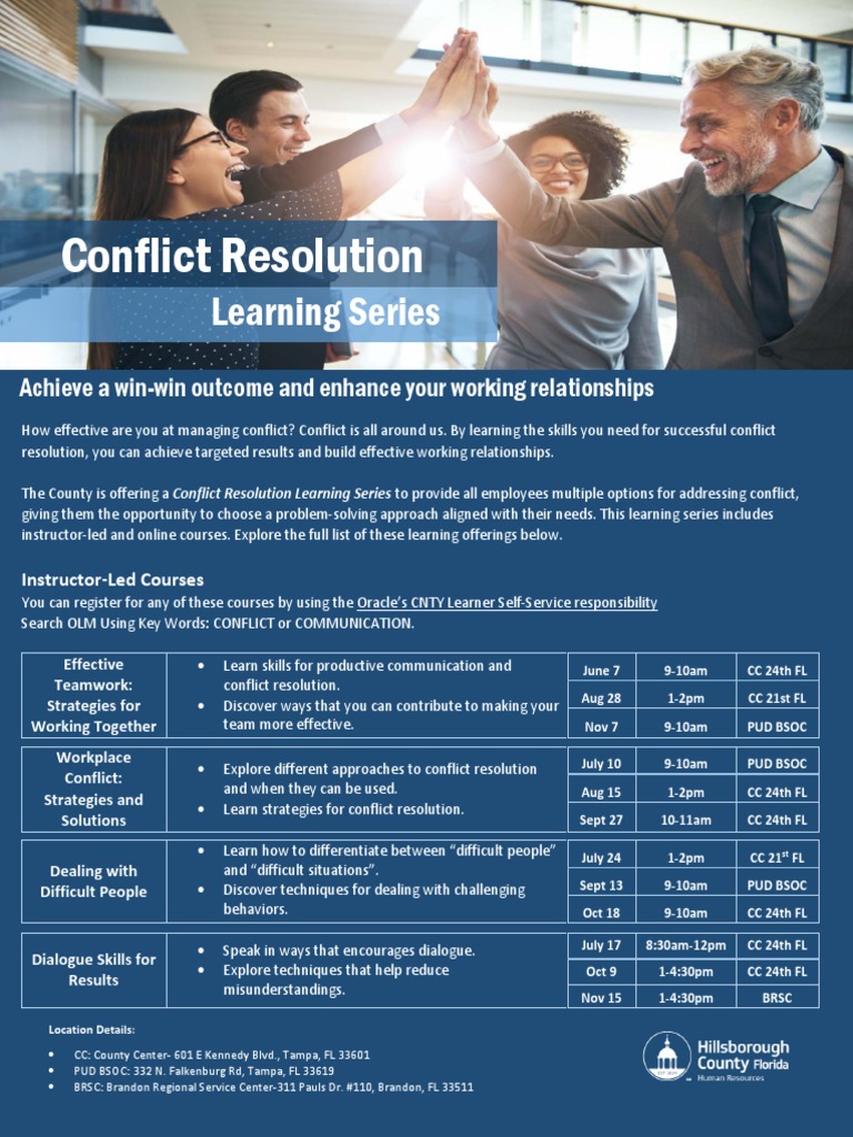 HR Connection June 2018 Conflict Resolution Learning Series Flyer | PDF ...