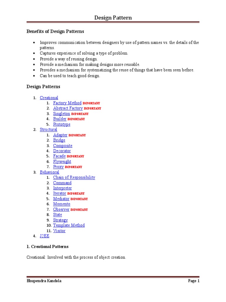 Benefits of Design Patterns | PDF | Class (Computer Programming ...
