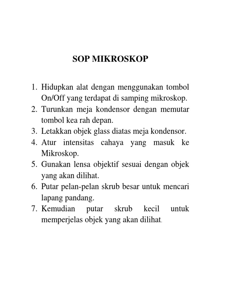 SOP Mikroskop | PDF
