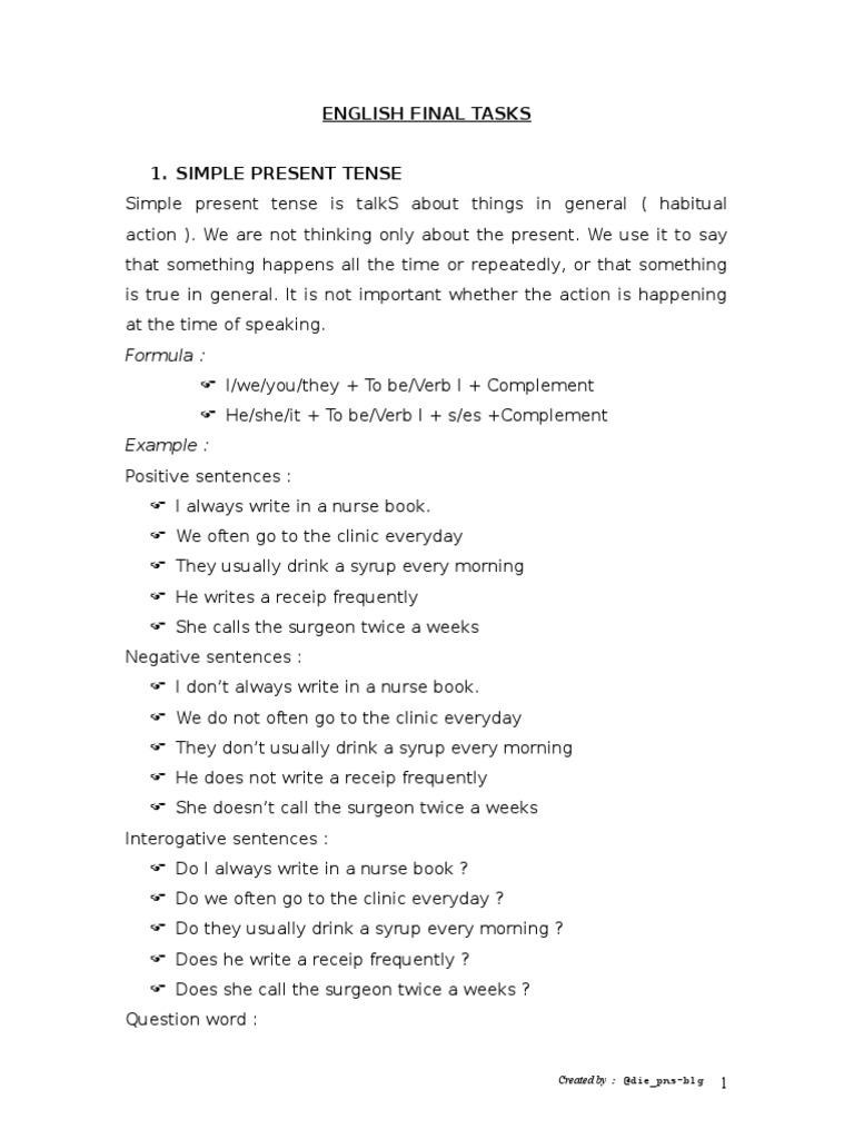 English Final Tasks: Formula | PDF | Grammatical Tense | Perfect (Grammar)