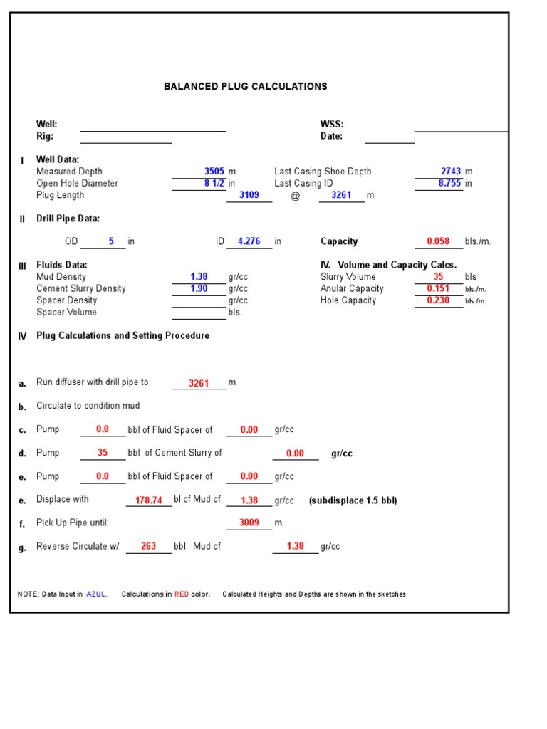 14 Balanced Plug Calculations & Procedure - Quartz | PDF