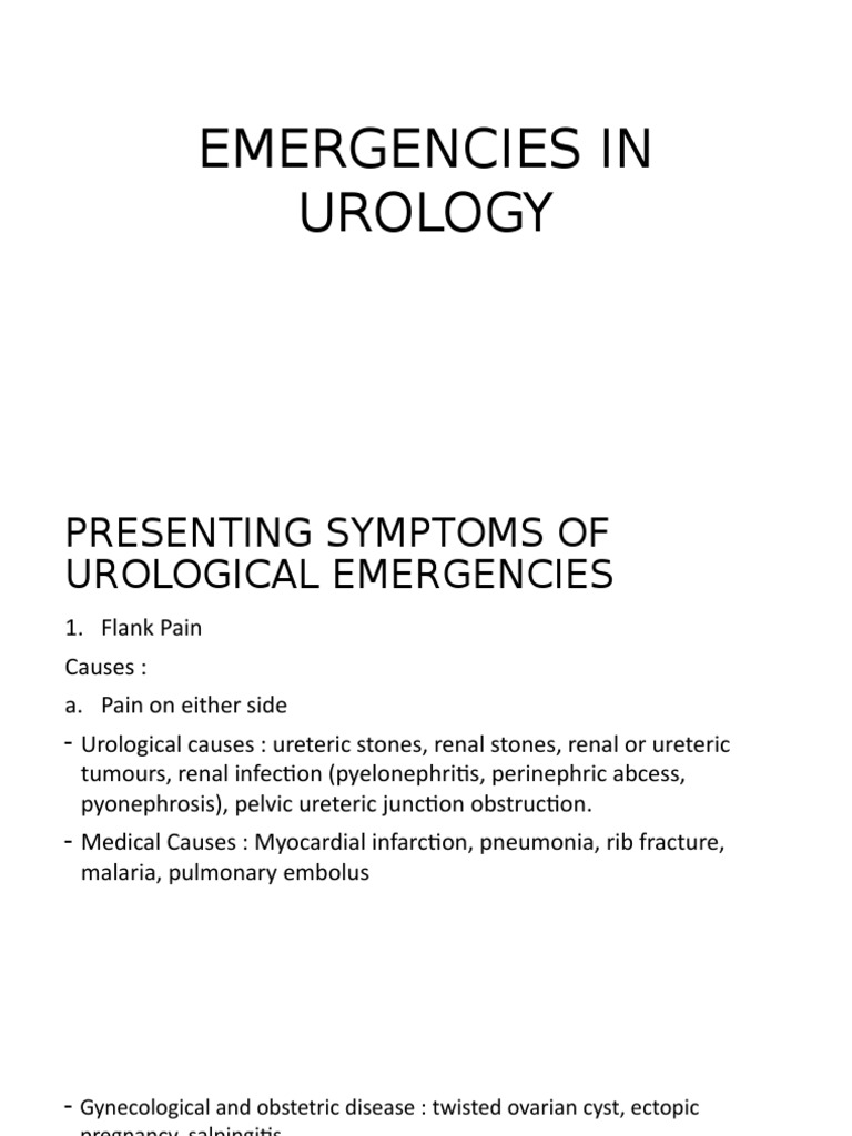 Emergencies in Urology | PDF | Kidney | Urology