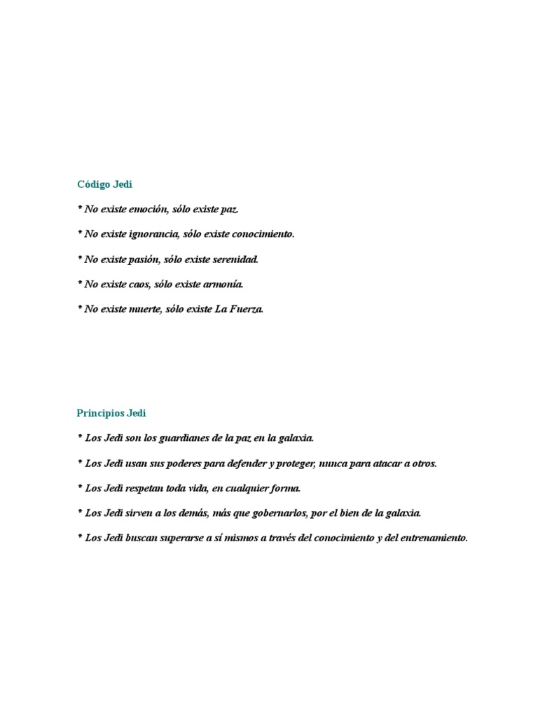 Principios del Código Jedi | PDF
