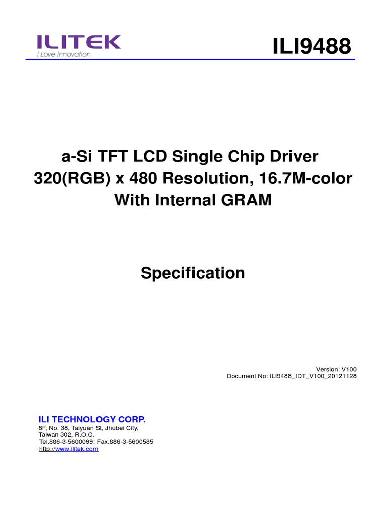 ILI9488 Data Sheet - 100 | PDF | Network Packet | Rgb Color Model