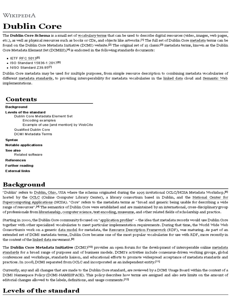 Dublin Core | PDF | Metadata | Information Science