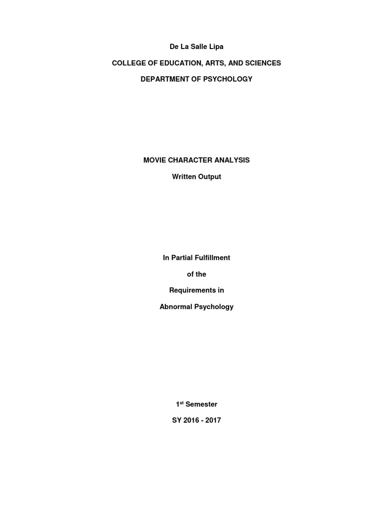 Movie Character Analysis: Bipolar Disorder | PDF | Mania | Bipolar Disorder